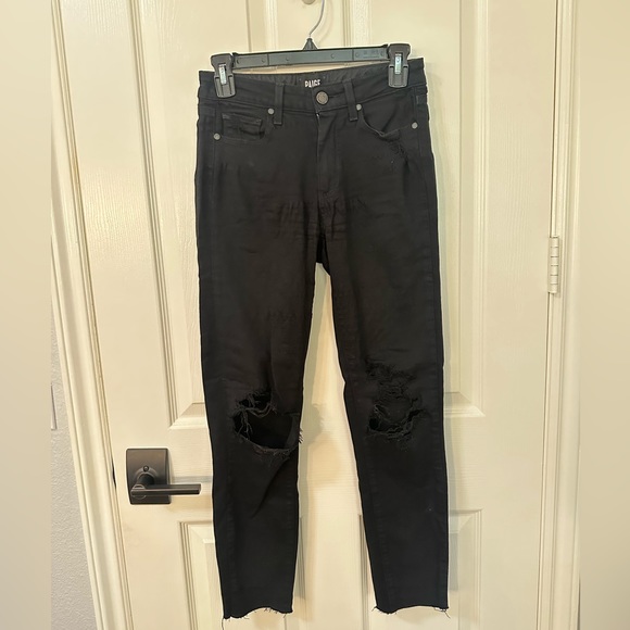 PAIGE | Jeans | Black Skinny Jeans With Knee Rips | Poshmark